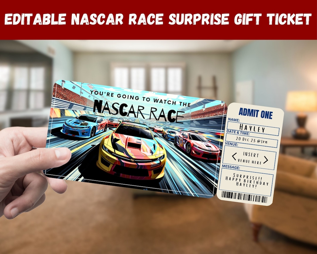 Nascar Race Surprise Gift Ticket - You’re Going to Watch the NASCAR ...