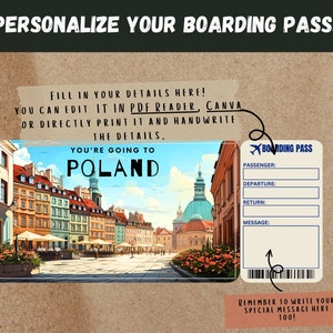 Poland Trip Surprise Gift Ticket - You're Going to POLAND - Printable ...