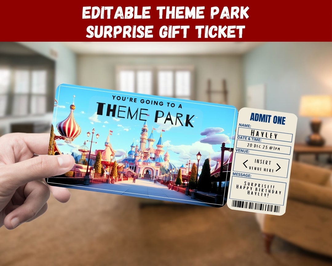 Theme Park Surprise Gift Ticket - You're Going to a THEME PARK ...