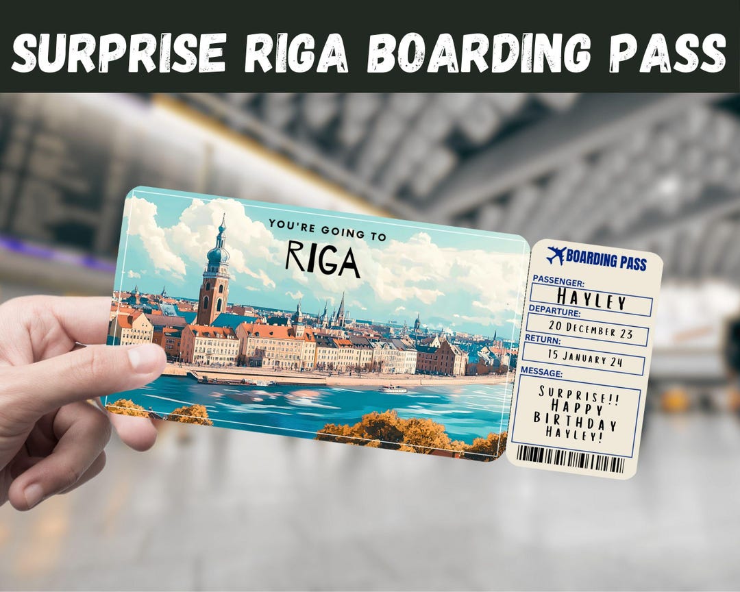Riga Trip Surprise Gift Ticket: Editable Boarding Pass (digital ...