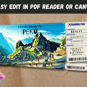 Peru Trip Surprise Gift Ticket You're Going to PERU, Flight, Boarding ...