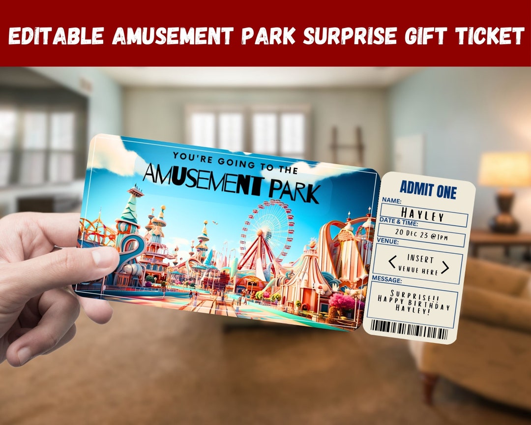 Amusement Park Surprise Gift Ticket - You're Going to the AMUSEMENT ...