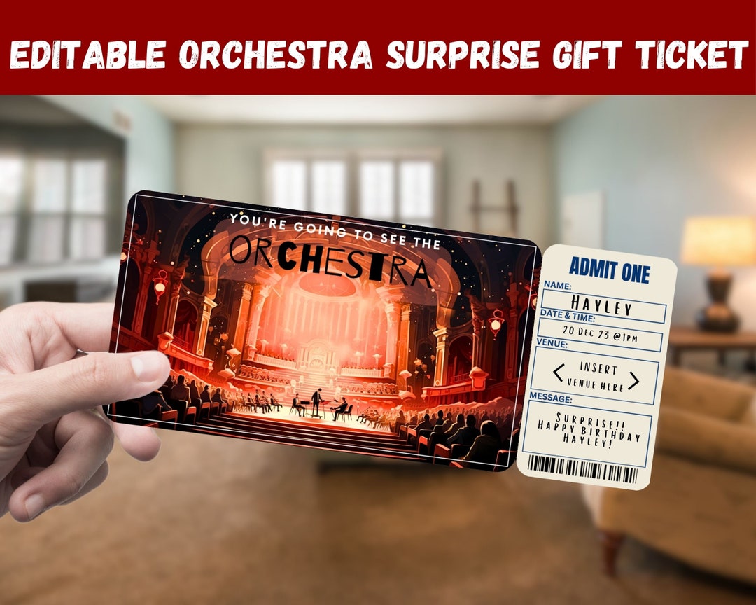 Editable Orchestra Gift Ticket: Printable Surprise Pass (instant ...