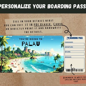 Palau Trip Surprise Gift Ticket: Editable Boarding Pass (digital ...