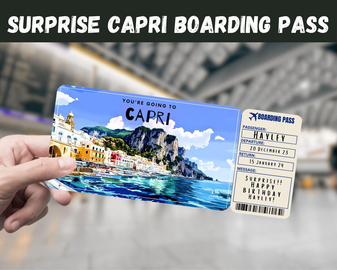 Capri Italy Surprise Trip Ticket: Editable Boarding Pass (digital ...