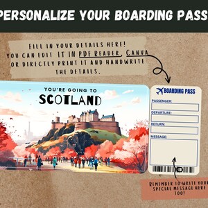 Scotland Trip Surprise Gift Ticket - You're Going to SCOTLAND, Flight ...