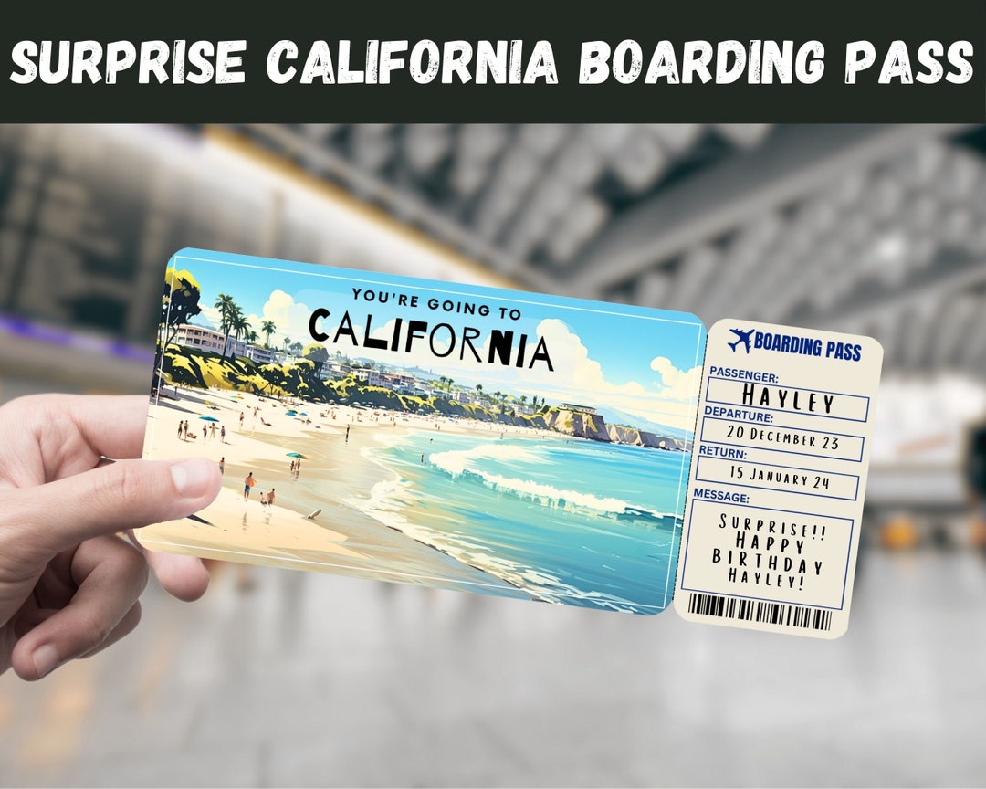 California, USA Trip Surprise Gift Ticket - You're Going to CALIFORNIA ...