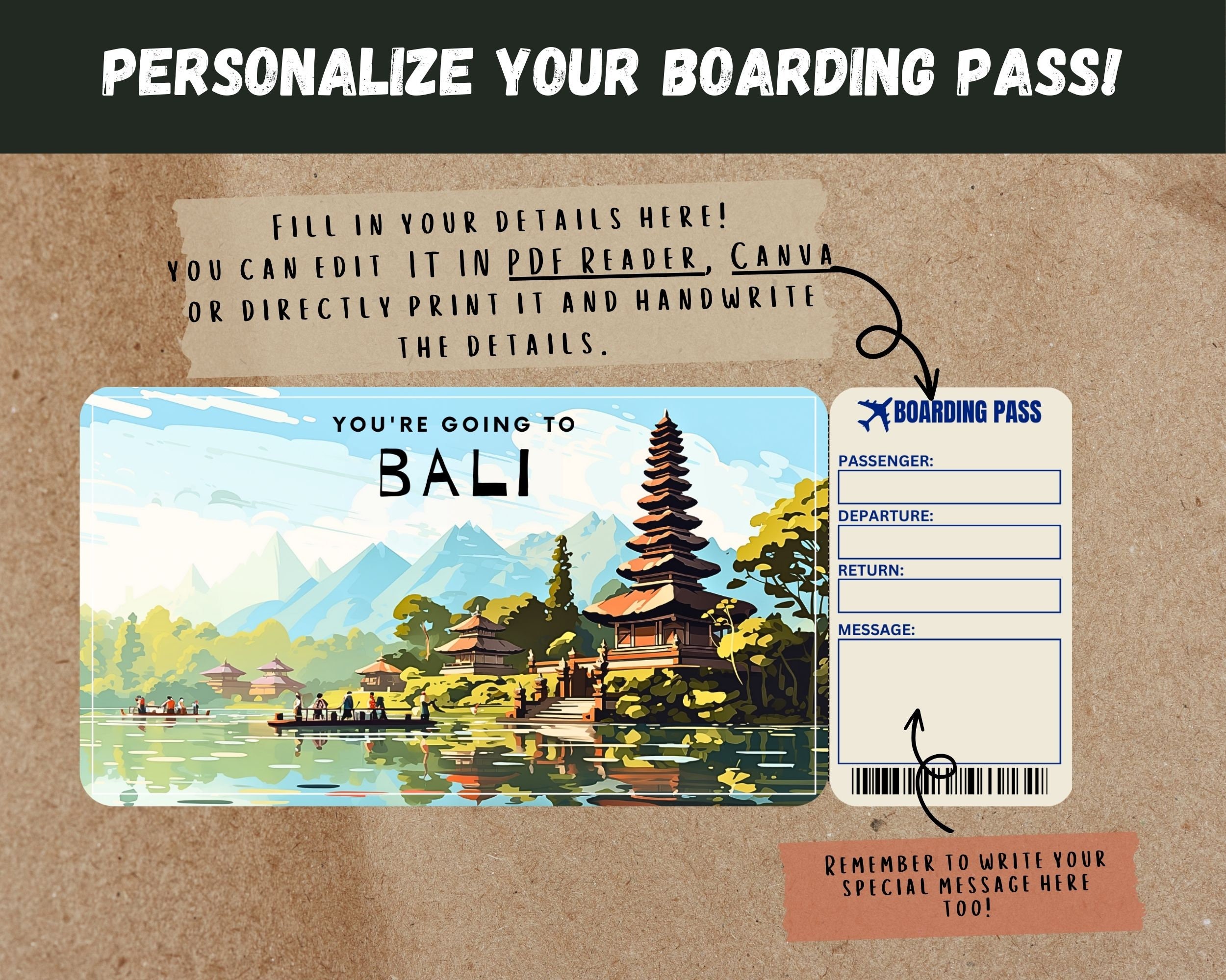 Bali, Indonesia Trip Surprise Gift Ticket You're Going to BALI ...