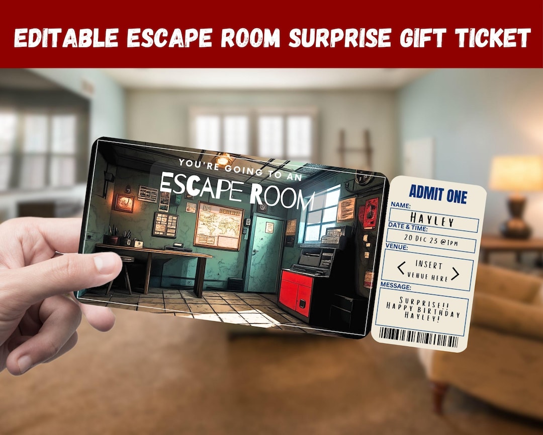 Editable Escape Room Ticket: Surprise Gift Invitation (digital Download ...