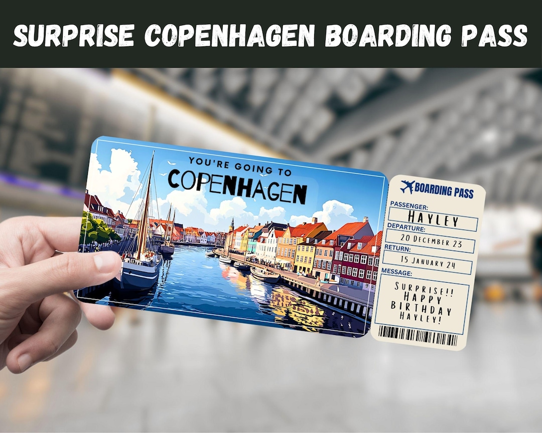 Copenhagen, Denmark Trip Surprise Gift Ticket You're Going to ...