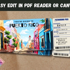 Puerto Rico Trip Surprise Gift Ticket - You're Going to PUERTO RICO ...