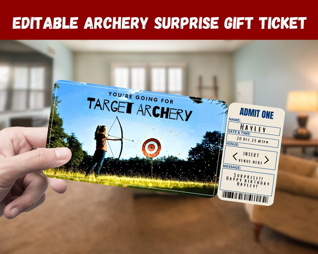 Target Archery Surprise Gift Ticket: Printable Editable Pass - Etsy