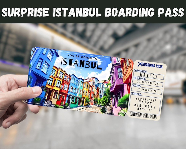 Istanbul Trip Surprise Gift Ticket: Editable Boarding Pass (printable ...