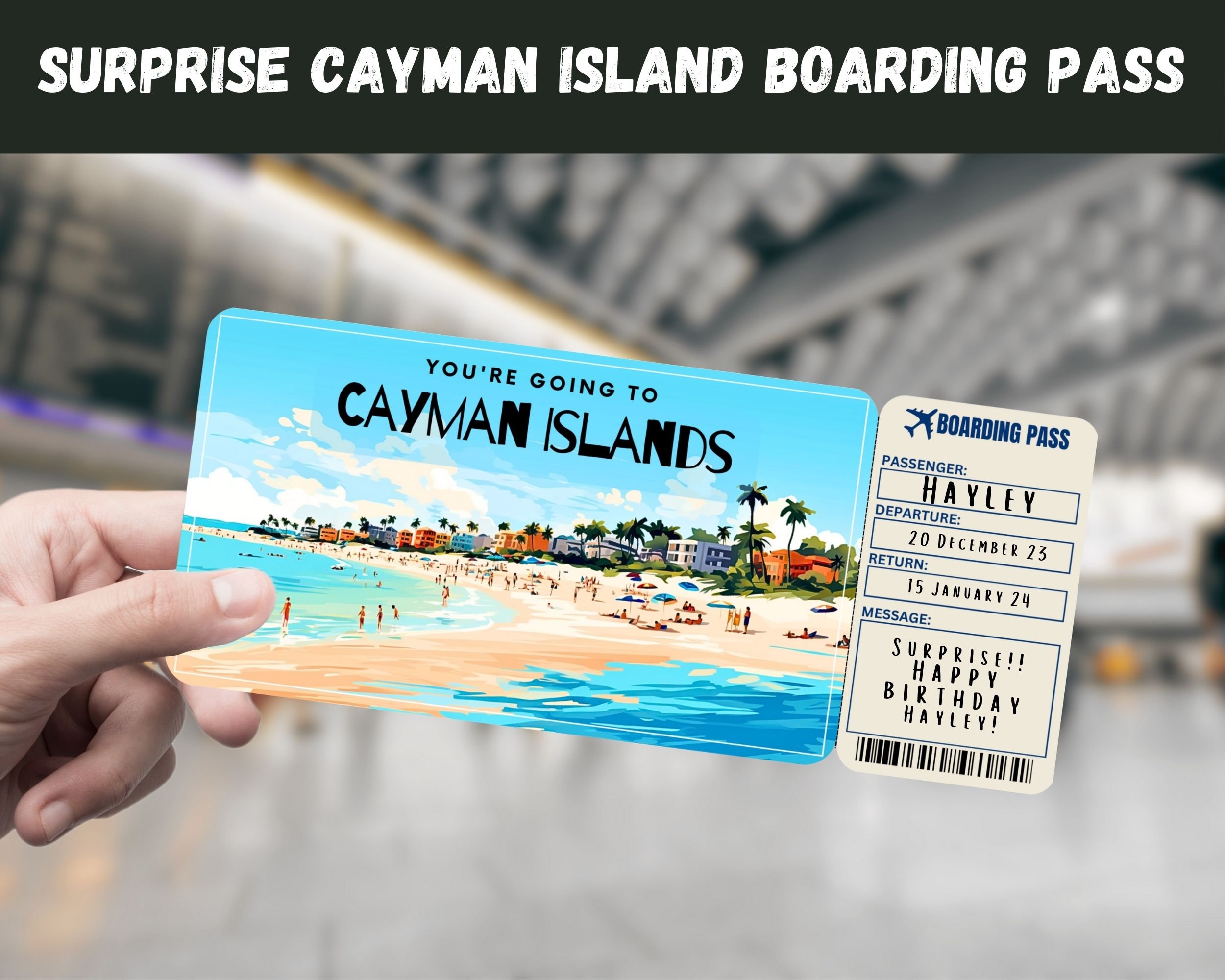 Cayman Islands Trip Surprise Gift Ticket You're Going to CAYMAN ISLANDS ...