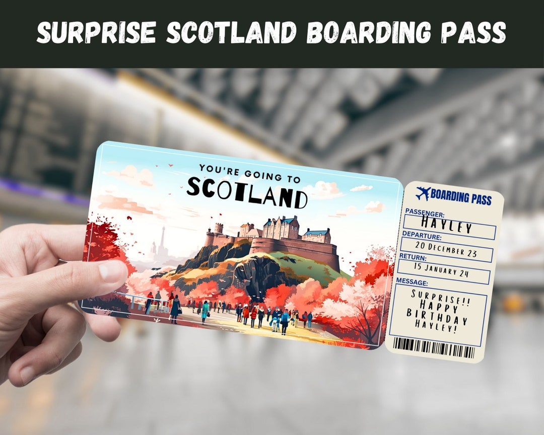 Scotland Trip Surprise Gift Ticket - You're Going to SCOTLAND, Flight ...