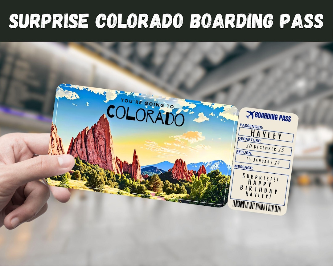 Colorado, USA Trip Surprise Gift Ticket - You're Going to COLORADO ...