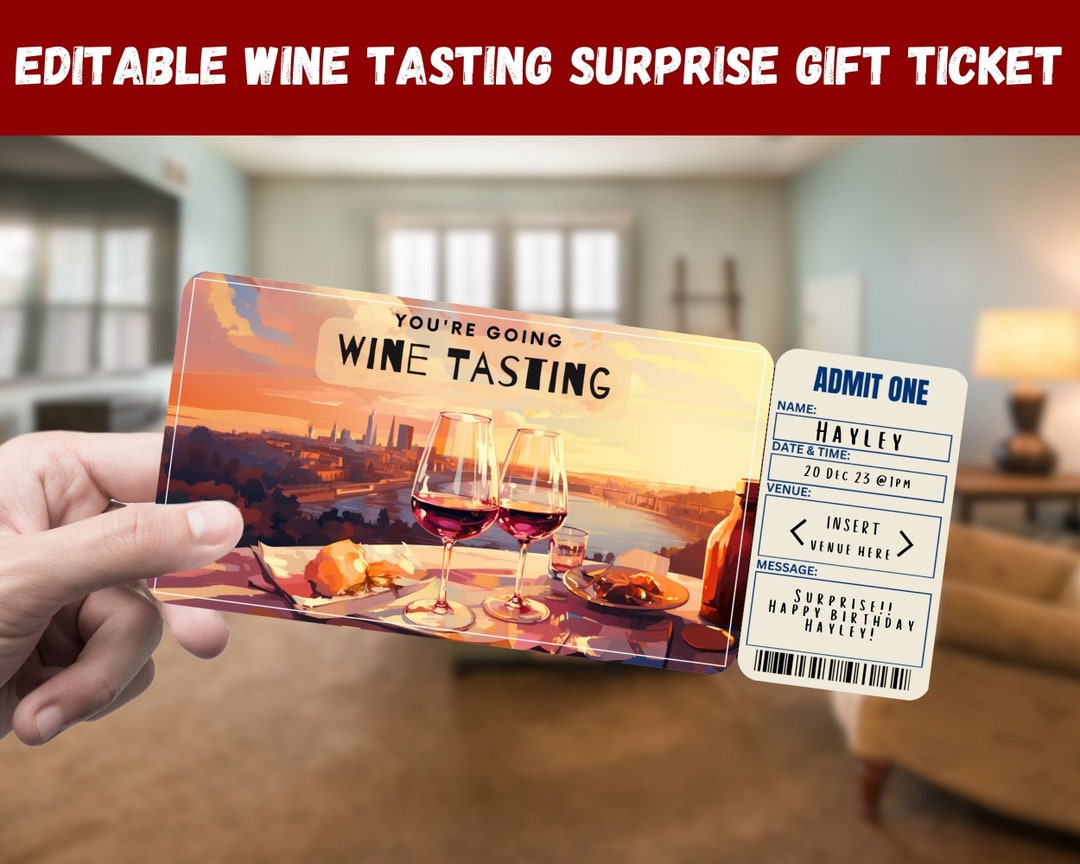 Wine Tasting Surprise Gift Ticket You're Going WINE - Etsy UK