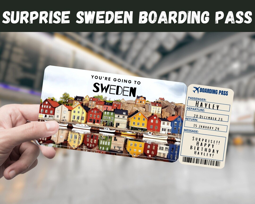 Sweden Trip Surprise Gift Ticket - You're Going to SWEDEN - Printable ...