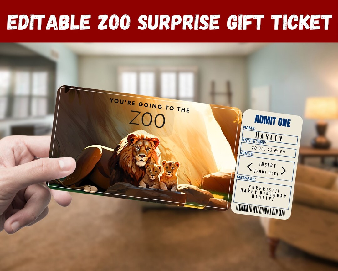 Zoo Surprise Gift Ticket - You're Going to the ZOO - Printable, Pass ...