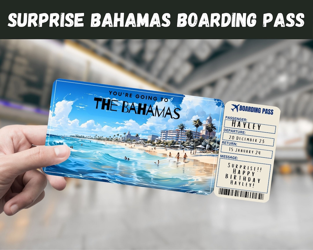 Bahamas Trip Surprise Gift Ticket - You're Going to BAHAMAS - Printable ...