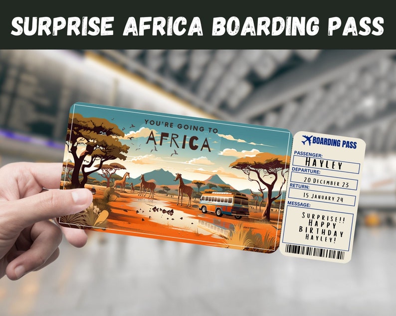 Africa Trip Surprise Gift Ticket You're Going to AFRICA Printable ...