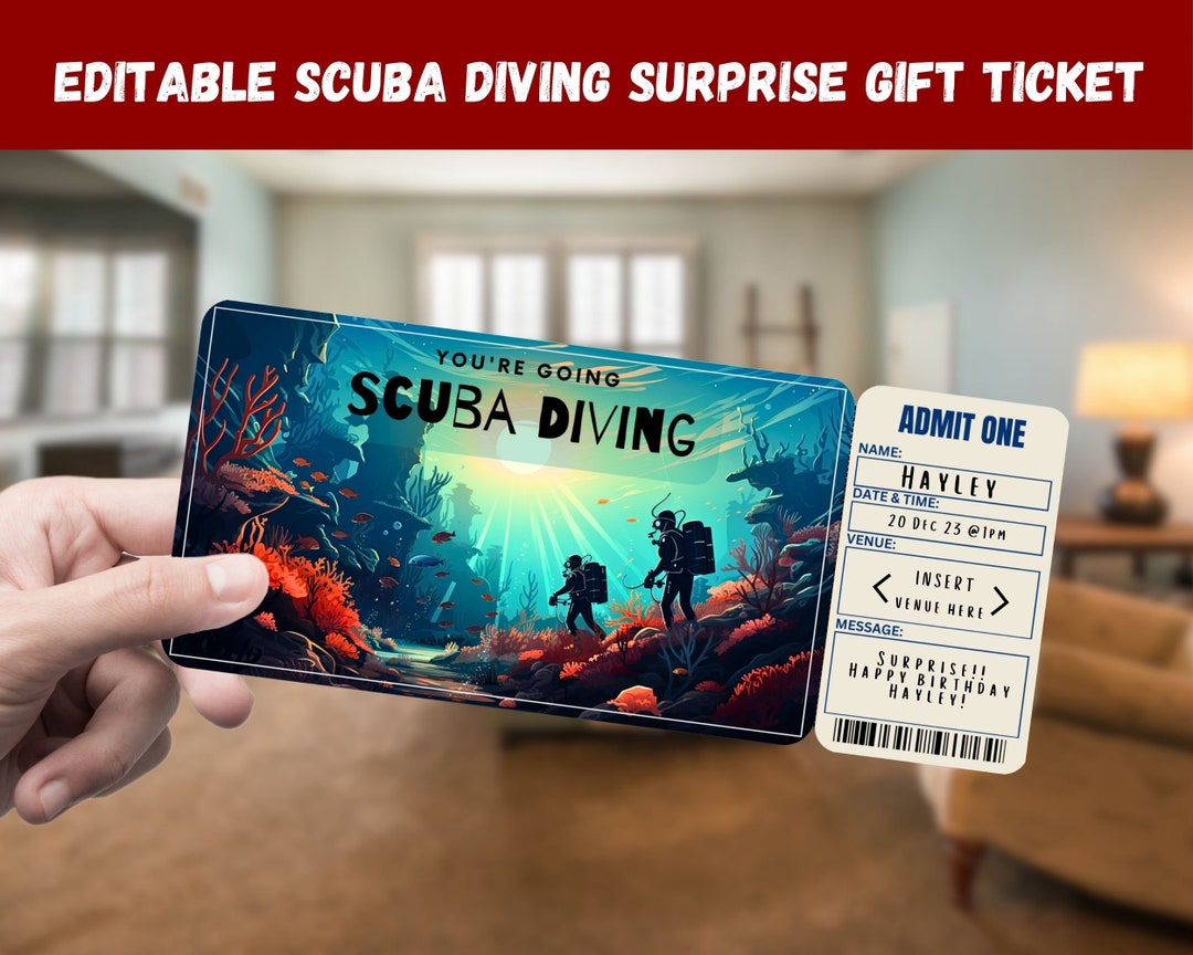 Scuba Diving Surprise Gift Ticket - You're Going SCUBA DIVING ...