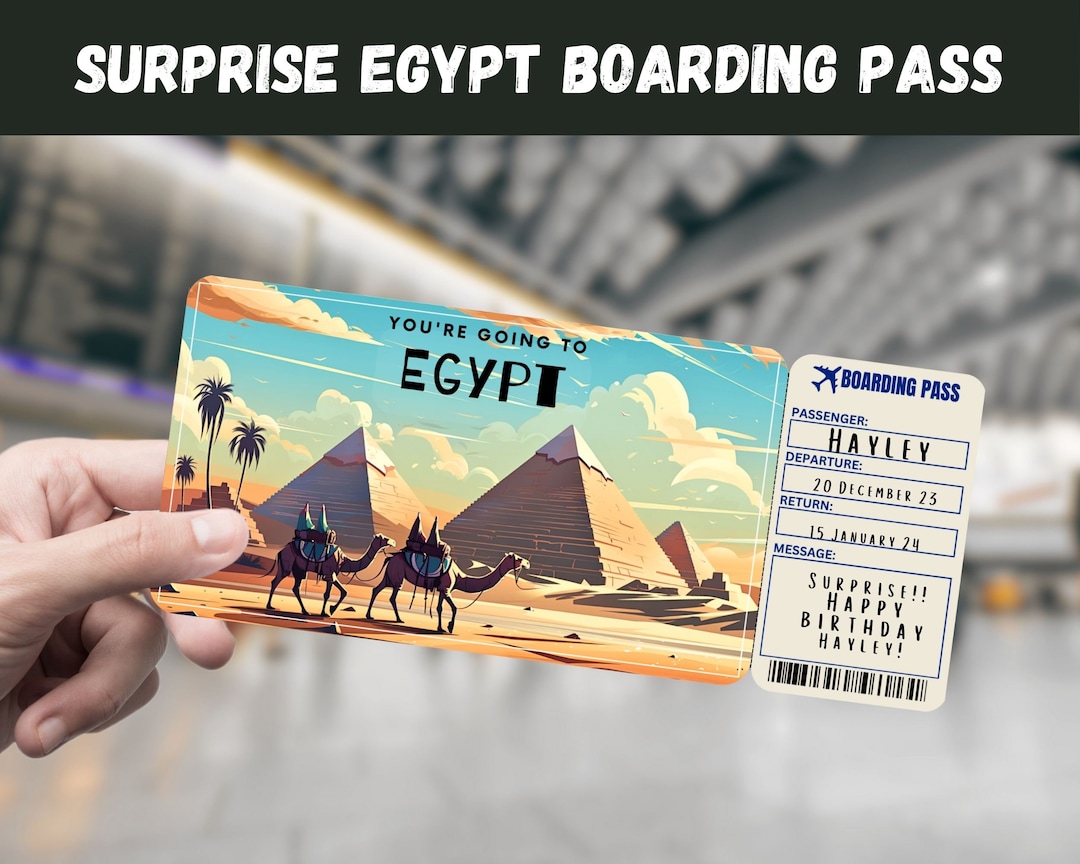 Egypt Trip Surprise Gift Ticket - You're Going to EGYPT - Printable, Flight, Boarding Pass ...