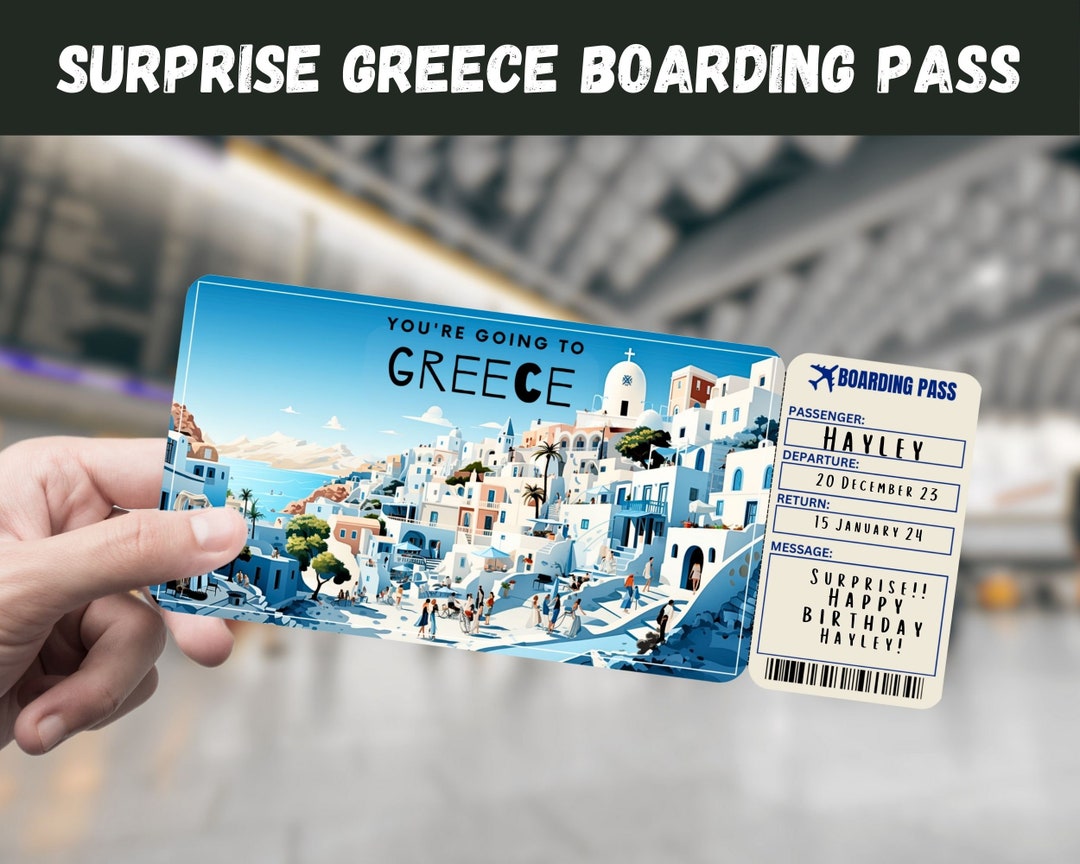 Greece Trip Surprise Ticket: Editable Boarding Pass (digital Download ...