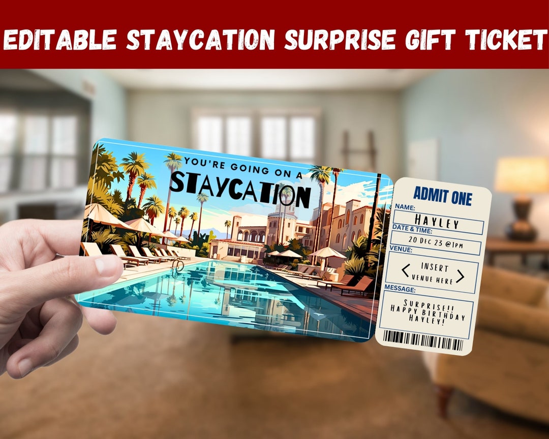 Staycation Surprise Gift Ticket - You're Going on a STAYCATION ...