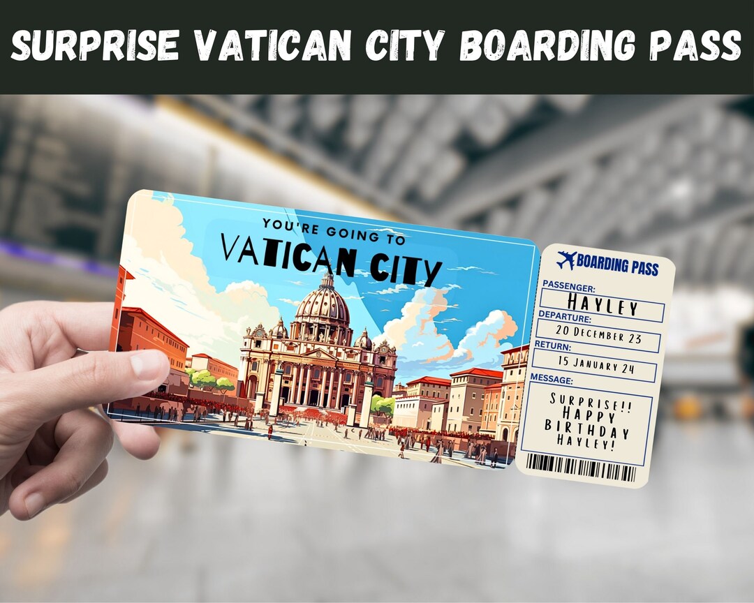 Vatican City Trip Surprise Gift Ticket - You're Going to VATICAN CITY ...