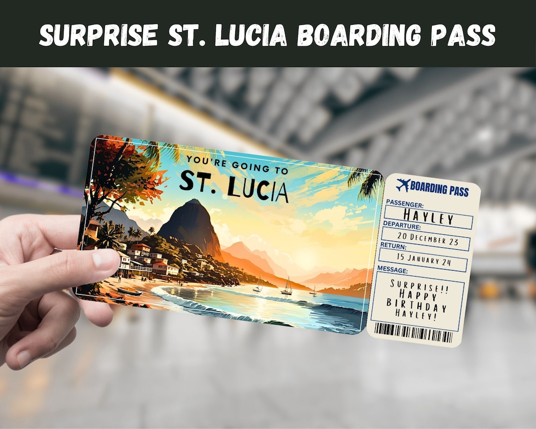 St. Lucia Trip Surprise Gift Ticket - You're Going to ST. LUCIA ...