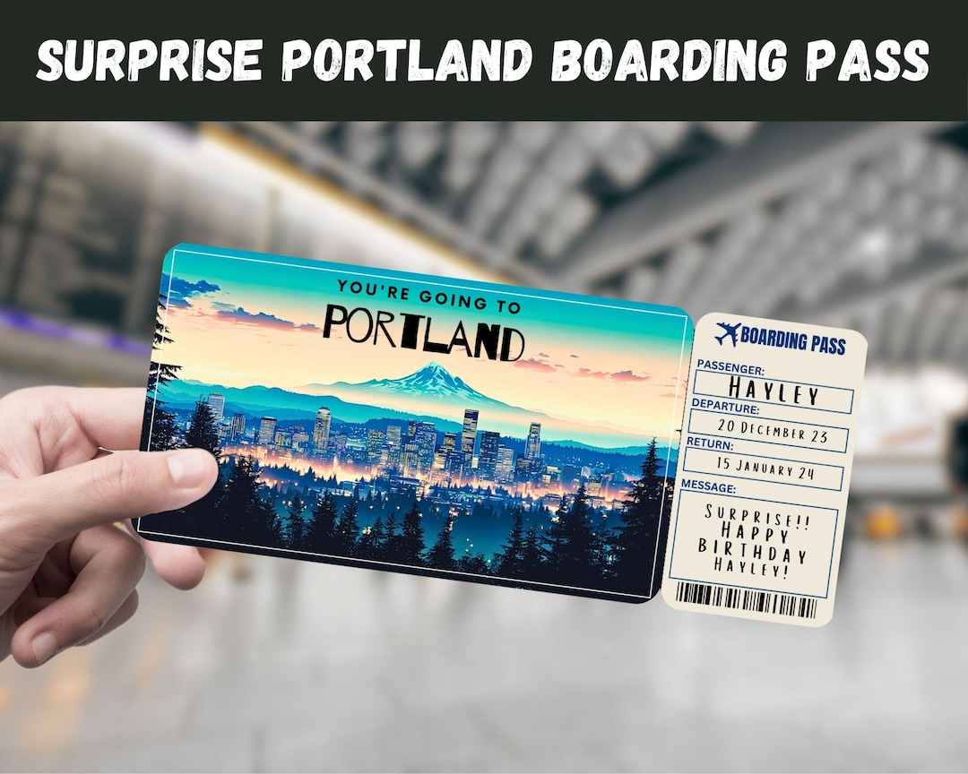 Portland Trip Boarding Pass: Surprise Travel Gift (printable) - Etsy