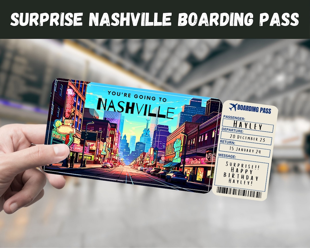 Nashville TN USA Trip Surprise Gift Ticket - You're Going to NASHVILLE ...