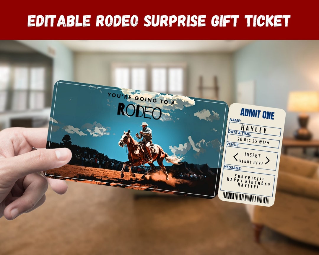 Rodeo Surprise Gift Ticket - You're Going to a RODEO - Printable, Pass ...