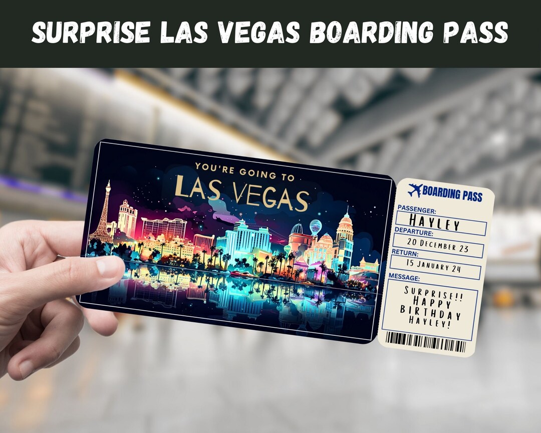 Las Vegas Trip Surprise Gift Ticket: Editable Boarding Pass (printable ...