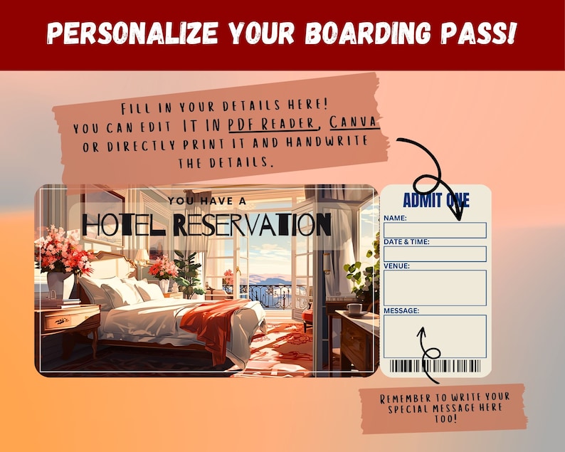 Hotel Reservation Surprise Gift Ticket You Have A HOTEL RESERVATION ...