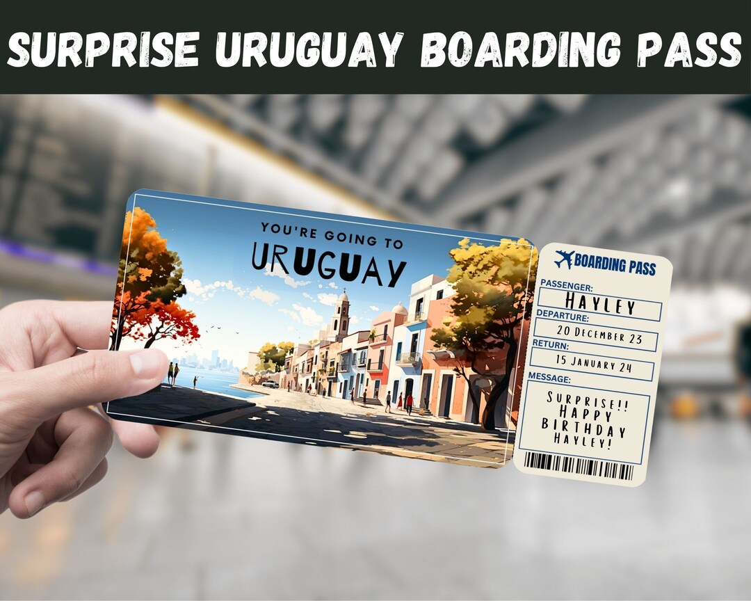 Uruguay Trip Surprise Gift Ticket: Editable Boarding Pass (digital ...