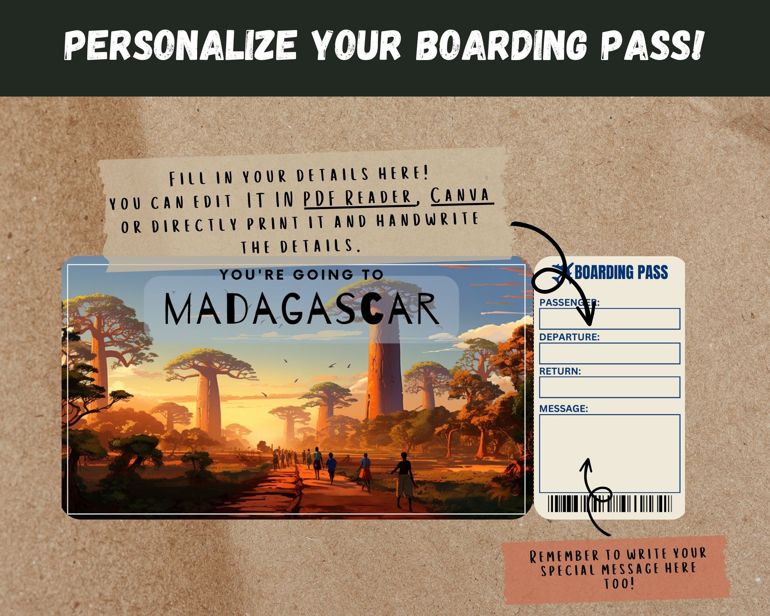 Madagascar Trip Surprise Gift Ticket You're Going to - Etsy