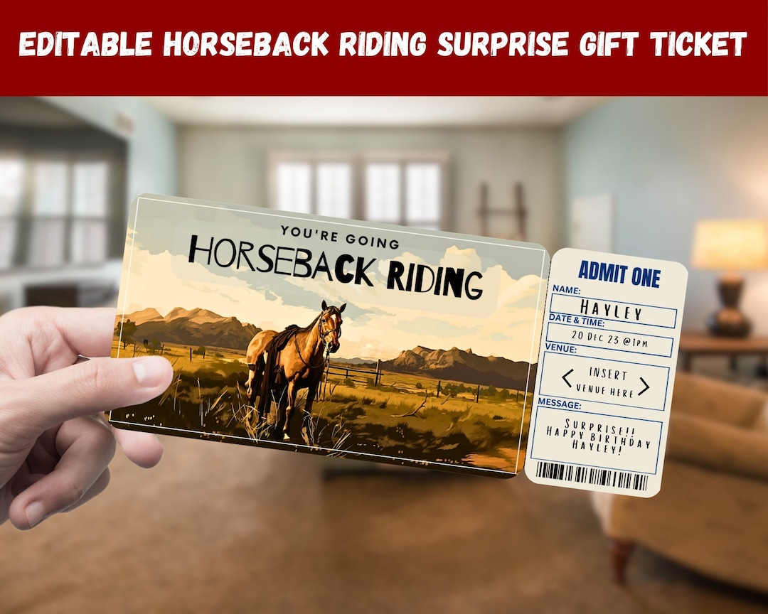 Horseback Riding Surprise Gift Ticket - You're Going HORSEBACK RIDING ...