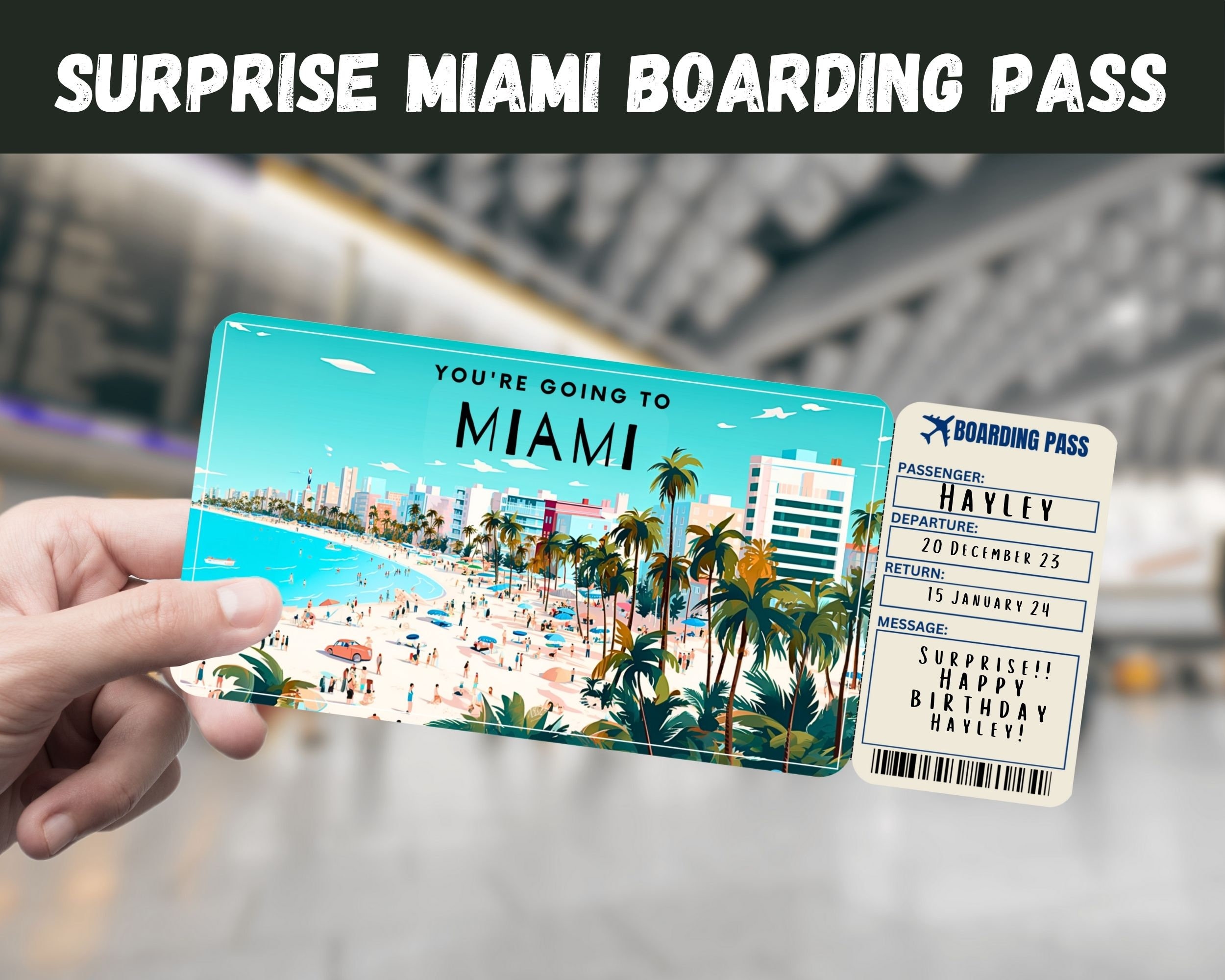 Miami FL USA Trip Surprise Gift Ticket - You're Going to MIAMI ...