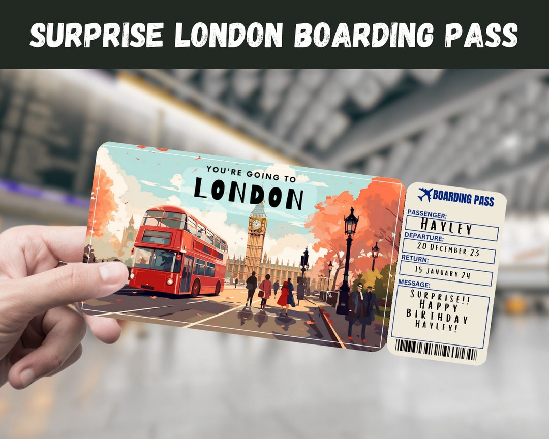London, England Trip Surprise Gift Ticket You're Going to LONDON ...