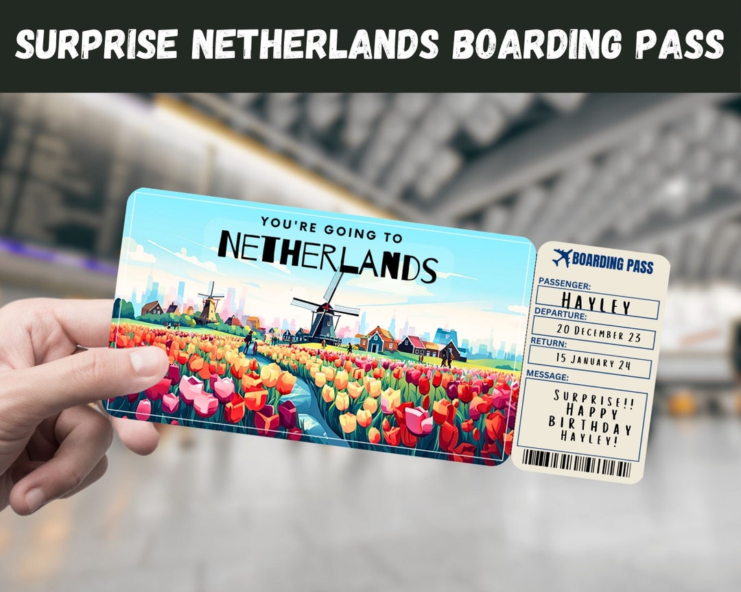Netherlands Trip Surprise Gift Ticket - You're Going to NETHERLANDS ...