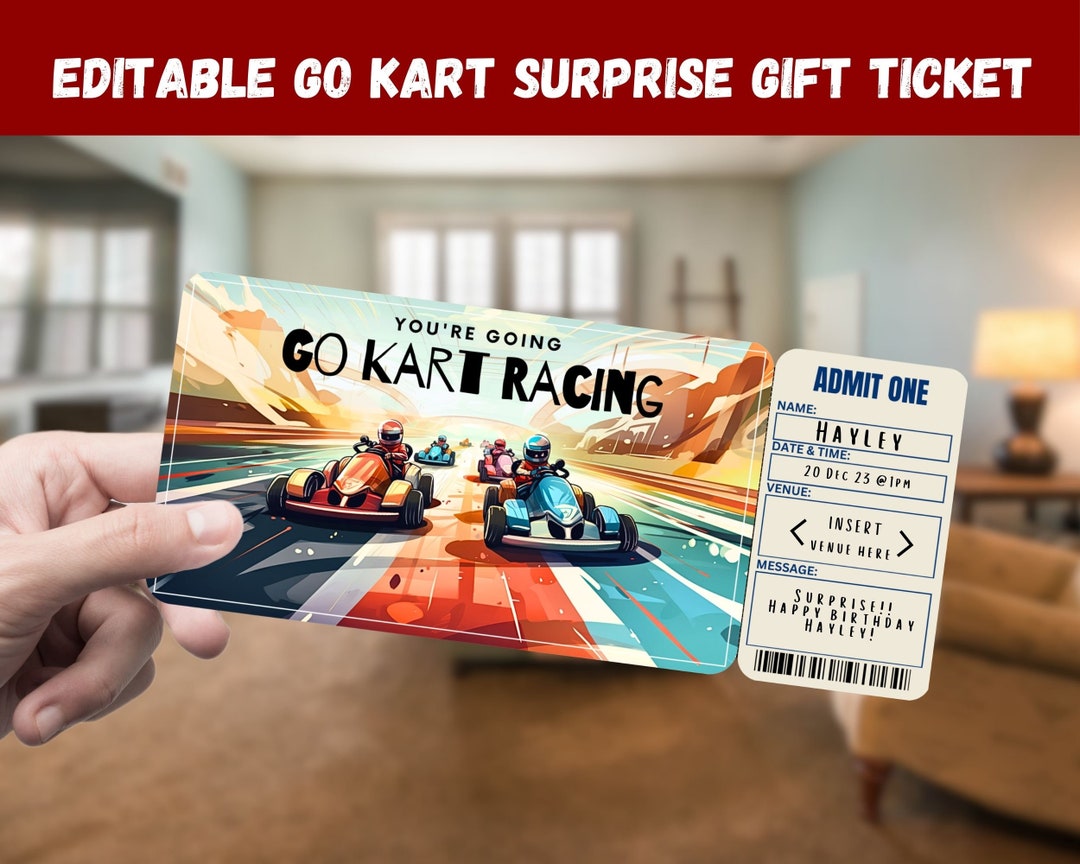 Go Kart Racing Surprise Gift Ticket - You're Going GO KART RACING ...