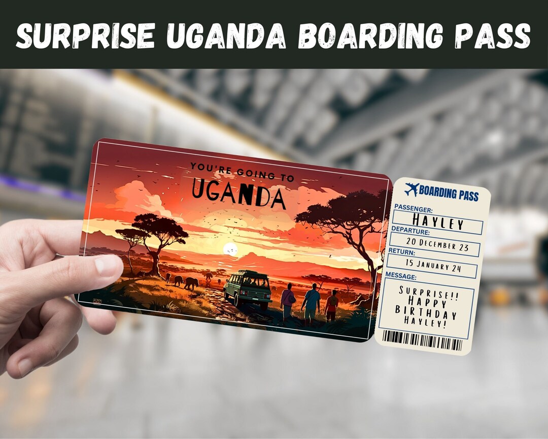 Uganda Trip Surprise Gift Ticket - You're Going to UGANDA - Printable ...