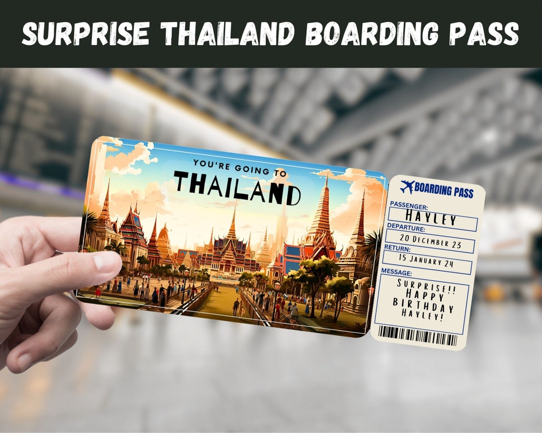 Thailand Trip Surprise Gift Ticket - You're Going to THAILAND, Flight ...
