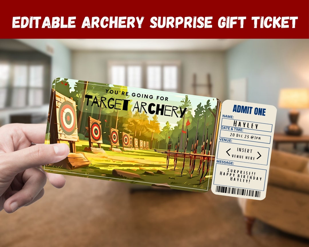 Target Archery Surprise Gift Ticket: Printable Editable Pass (PDF) - Etsy