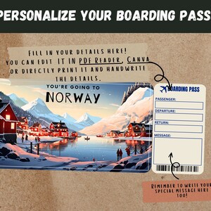Surprise Norway Trip Ticket: Editable Boarding Pass (digital Download ...