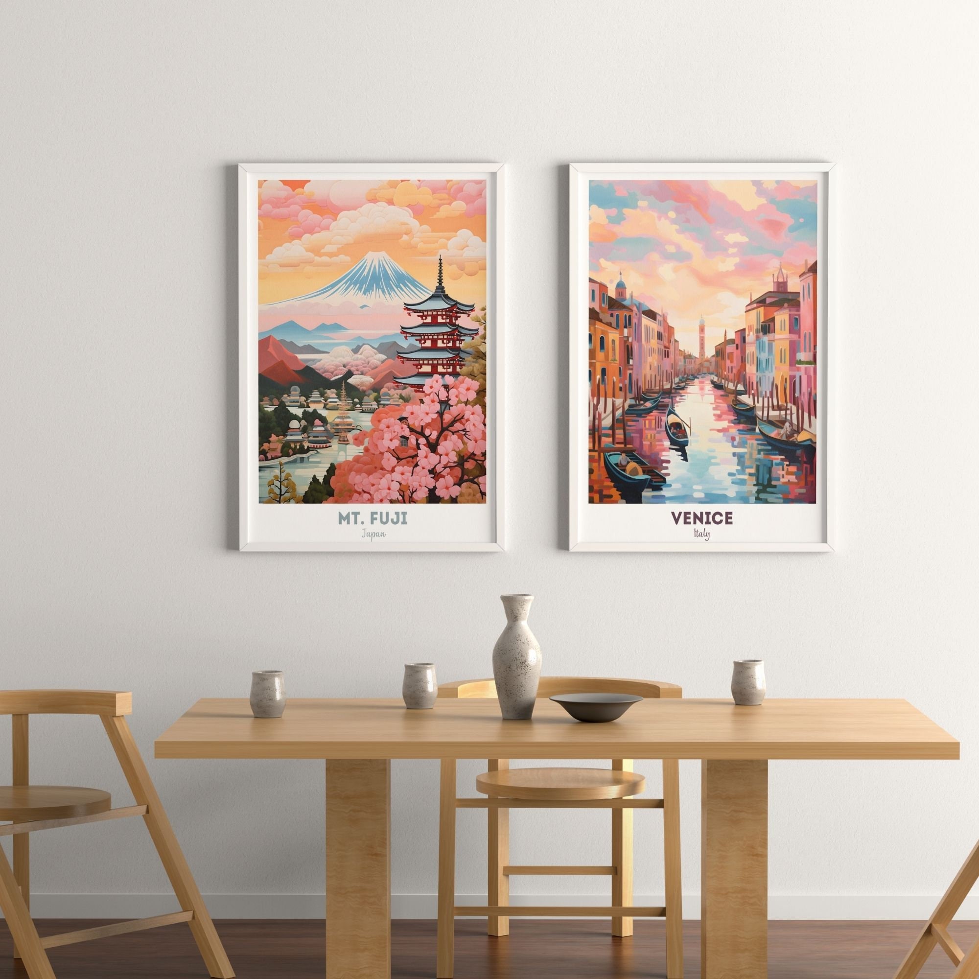 Mount Fuji Japan Abstract Travel Poster, Tokyo Travel Print Art Retro ...