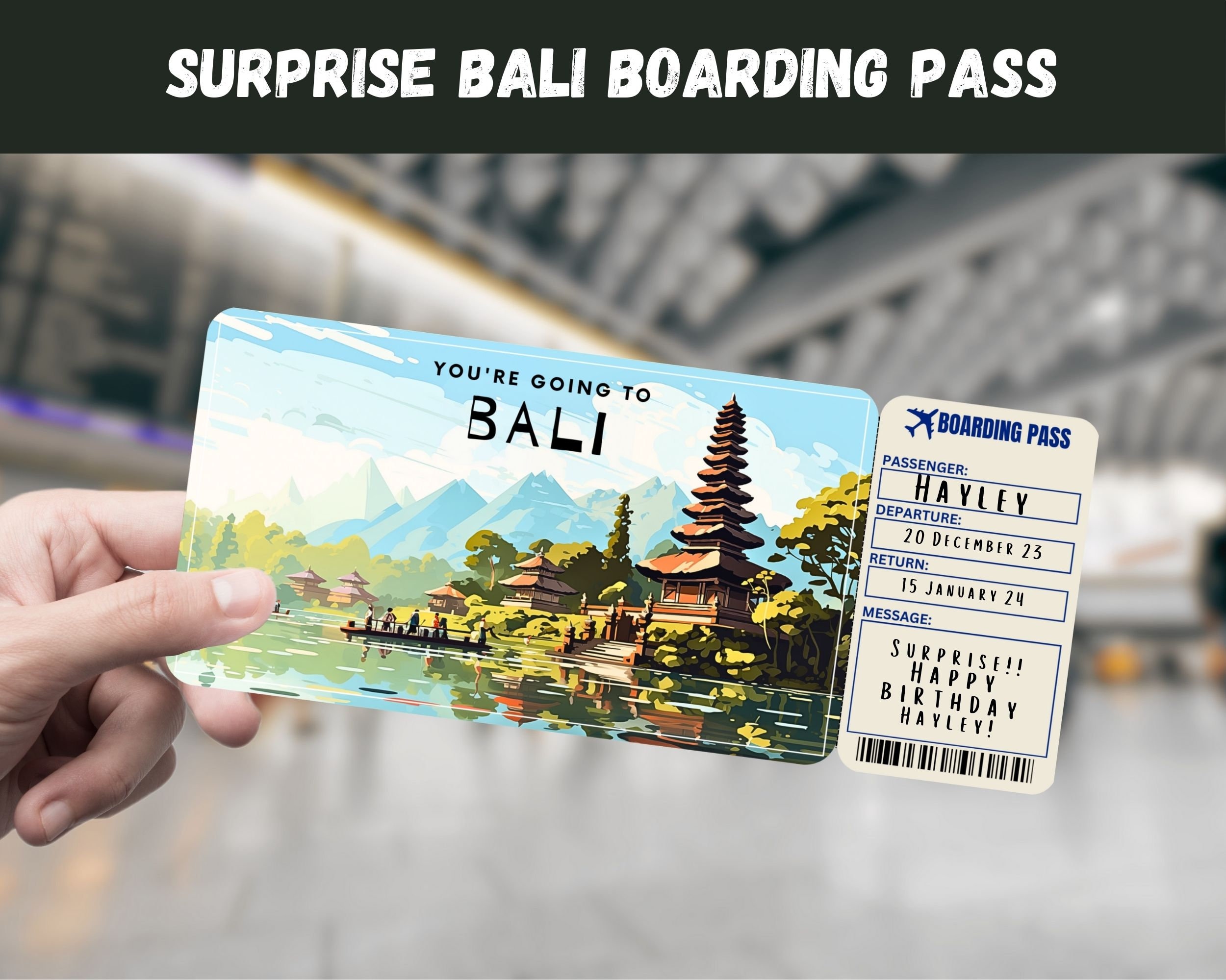 Bali, Indonesia Trip Surprise Gift Ticket You're Going to BALI ...