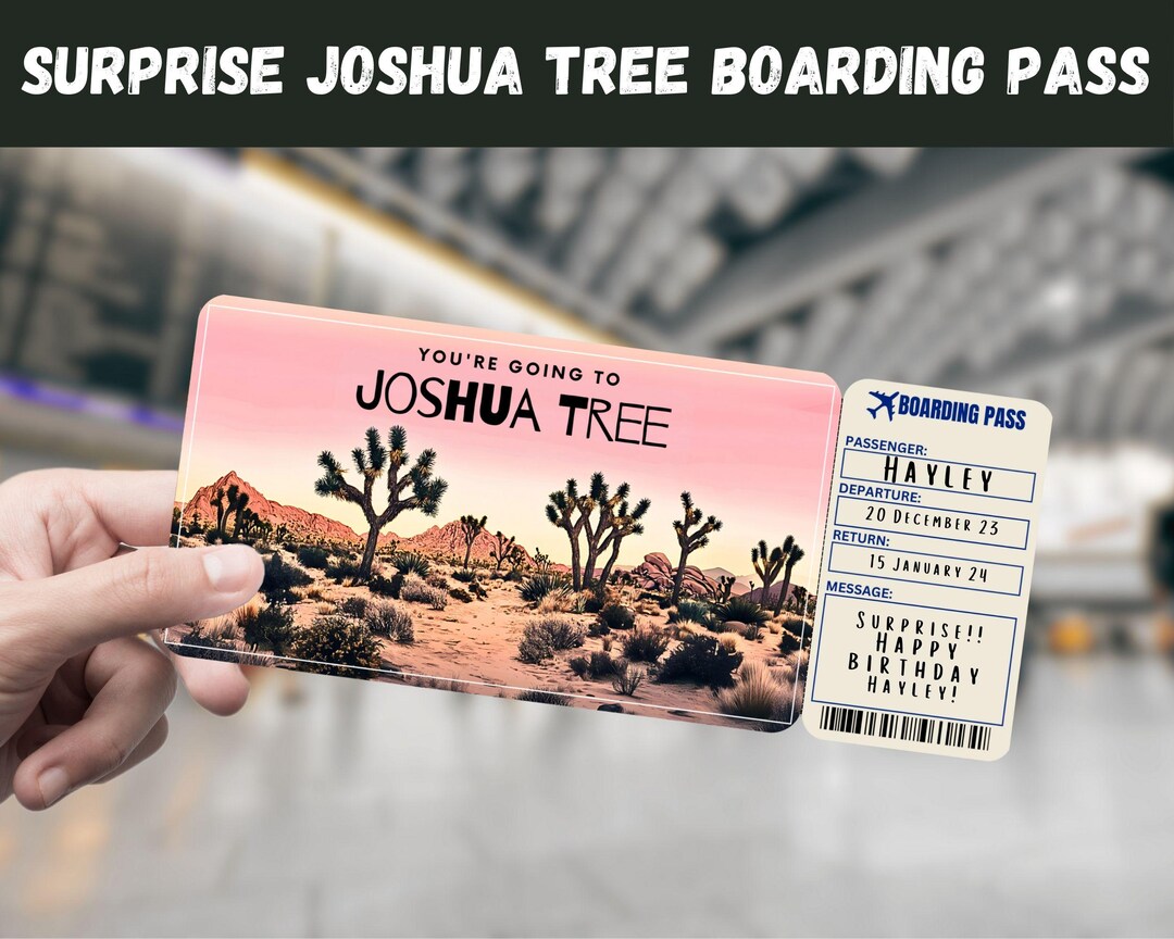 Joshua Tree Trip Boarding Pass - Surprise Gift Ticket (printable) - Etsy